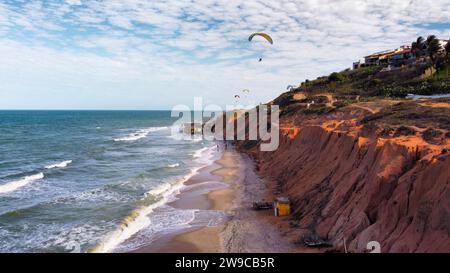 The clay cliff of Canoa Quebrada. Incredible Brazilian beach Stock ...