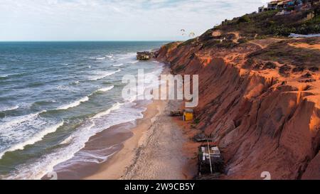 The clay cliff of Canoa Quebrada. Incredible Brazilian beach Stock ...