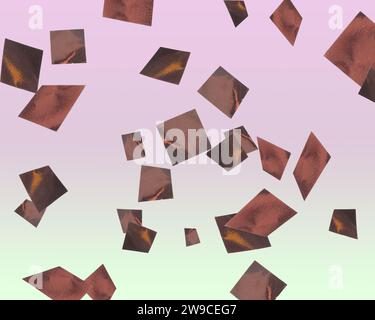 Shiny bronze confetti falling on white background Stock Photo - Alamy