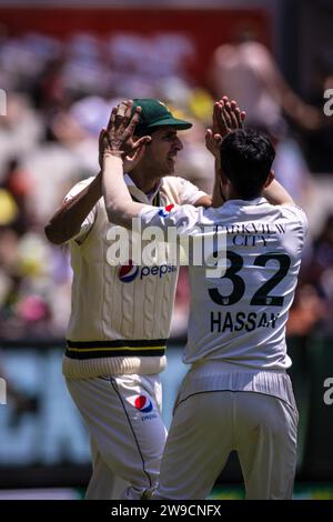 MELBOURNE, AUSTRALIA - DECEMBER 27: Mir Hamza of Pakistan bowls during ...