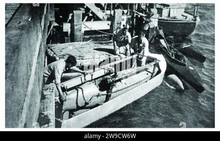 A pair of Sleeping Beauty mini submarines are transported to a waiting ...