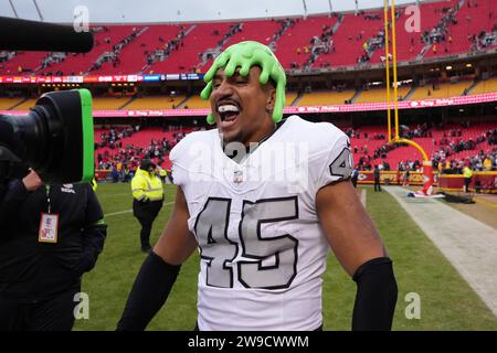 Las Vegas Raiders fullback Jakob Johnson (45) runs during the first ...