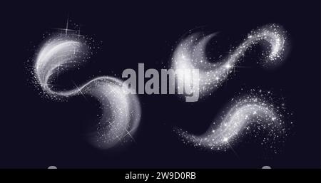 Set of shimmering dust swirls isolated on transparent background ...