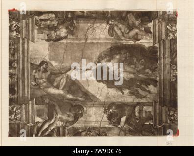 Photo production of the fresco The creation of Adam, painted by ...