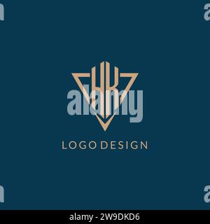 HK triangle monogram logo design ideas, creative initial letter logo with triangular shape logo ...