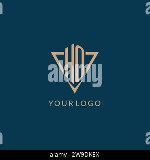 HO triangle monogram logo design ideas, creative initial letter logo with triangular shape logo ...