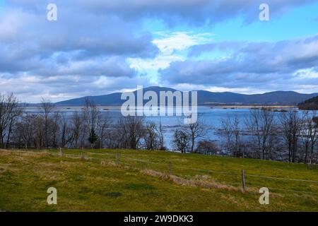View of Slivnica hill and Cerkniško jezero intermittent karst lake in ...