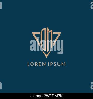 OM Monogram logo letter with triangle play shape and circle rounded ...