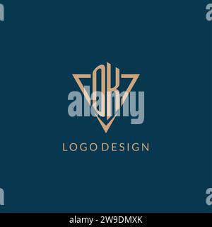 OK triangle monogram logo design ideas, creative initial letter logo with triangular shape logo ...