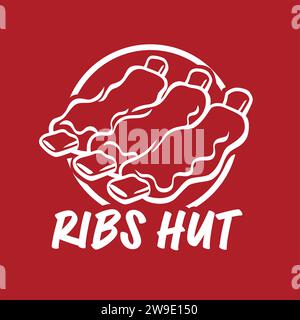 Grilled Ribs Logo Design Ideas. BBQ ribs logo Color Burnt Out Stock ...