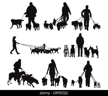 Dog Walker, Dog Walker Silhouette, Dog Walker Clipart, Woman Walking ...