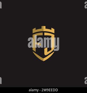Initials FJ shield logo design, creative monogram logo inspiration vector graphic Stock Vector ...