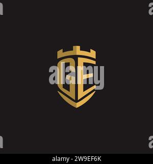 Letter GE logo monogram emblem style with crown shape design template ...