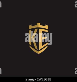 KE Logo monogram with shield shape isolated black background design template Stock Vector Image ...