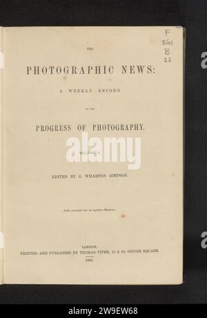 The photographic news : a weekly record of the progress of photography ...