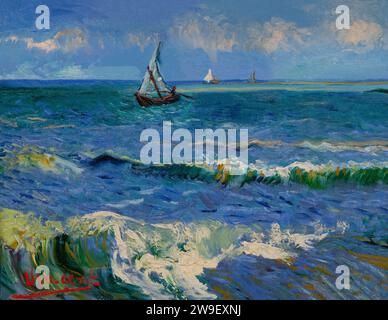 Vincent van Gogh, Seascape at Saintes-Maries. 1888. Post-Impressionism ...