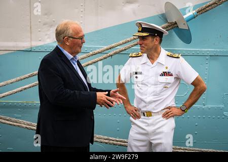 Commander of the Royal Canadian Navy Vice-Admiral Angus Topshee speaks ...