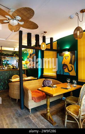 Colourful interior of Marco's Mediterranean restaurant, Rye, East ...