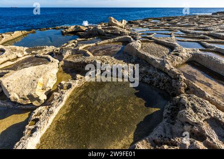 Darmanin salt pans in Malta. Harvesting sea salt is a centuries-old ...