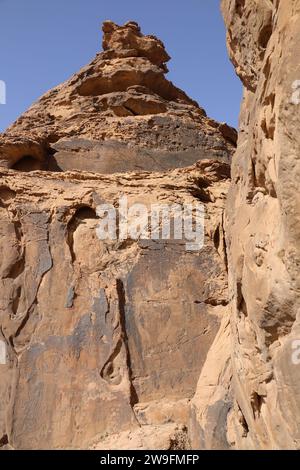 Ancient rock art at Jubbah in the Hail Province of Saudi Arabia Stock ...