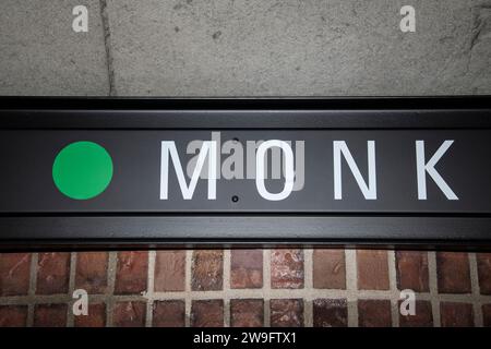 Monk Metro station sign in Montreal, Quebec, Canada Stock Photo - Alamy