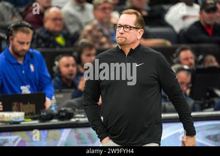 Philadelphia 76ers head coach Nick Nurse speaks after an NBA basketball ...