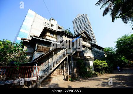 Modern buildings riding above old ones in Dadar East, Mumbai, India ...