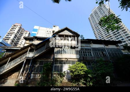 Modern buildings riding above old ones in Dadar East, Mumbai, India ...