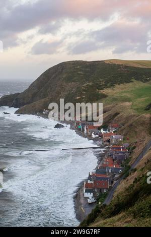 Crovie village in a storm in November. Crovie, Aberdeenshire, Scotland ...