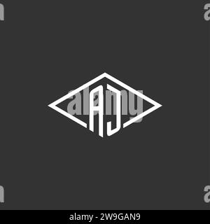 AJ simple outline concept logo and circle of initial design black and ...