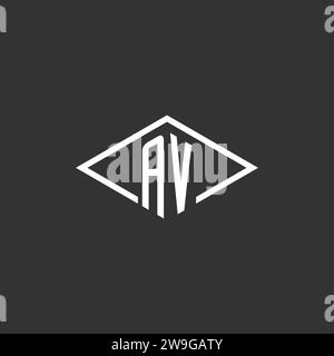 AV simple outline concept logo and circle of initial design black and ...