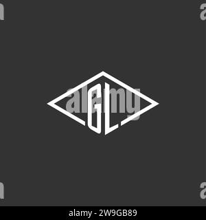 GL simple outline concept logo and circle of initial design black and ...