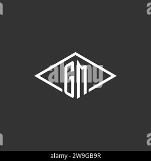 GM simple outline concept logo and circle of initial design black and ...