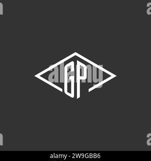 GP simple outline concept logo and circle of initial design black and white background Stock ...