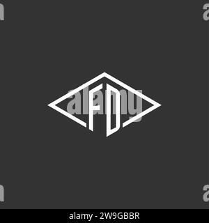 FD simple outline concept logo and circle of initial design black and ...