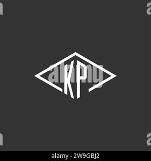 KP simple outline concept logo and circle of initial design black and white background Stock ...
