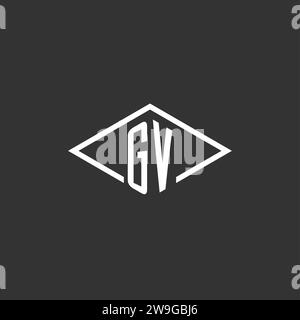 GV simple outline concept logo and circle of initial design black and ...