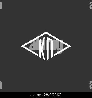 KN simple outline concept logo and circle of initial design black and ...