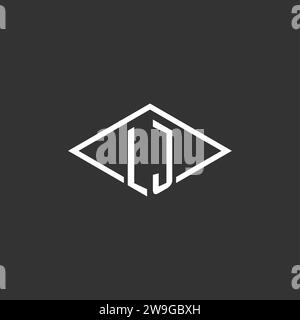 LJ simple outline concept logo and circle of initial design black and white background Stock ...
