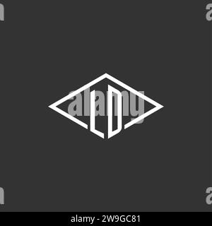 LD simple outline concept logo and circle of initial design black and ...