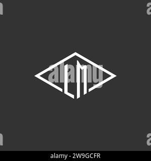 LM simple outline concept logo and circle of initial design black and ...