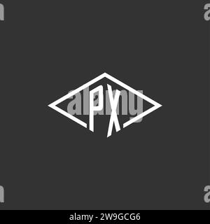 PX simple outline concept logo and circle of initial design black and ...