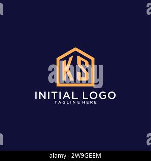 Outline letters KS k s logo with a minimalist design. Letters with ...