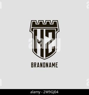 HZ logo monogram with fortress castle and shield style design ideas Stock Vector Image & Art - Alamy