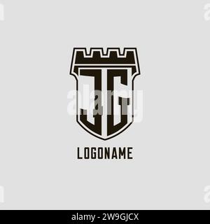 JG logo monogram with fortress castle and shield style design ideas Stock Vector Image & Art - Alamy