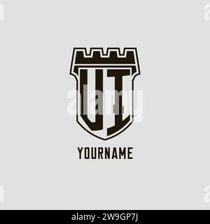 Monogram VI logo with geometric shield and crown, luxury elegant ...