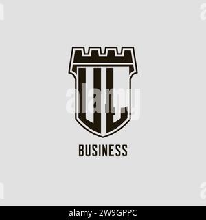 UL logo monogram with fortress castle and shield style design ideas Stock Vector Image & Art - Alamy