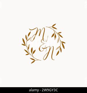 MN Initial Wedding Monogram Logo Crest, Wedding Logo Design, Custom ...