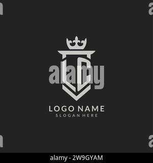 LC logo initial with shield shape design style vector graphic Stock ...