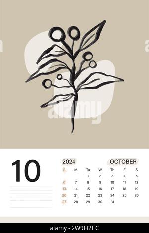2024 October month calendar Color vector illustrator calendar design ...